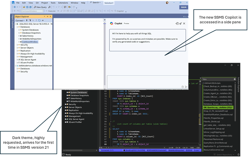 Copilot and Dark Theme Come to SSMS - Directions on Microsoft